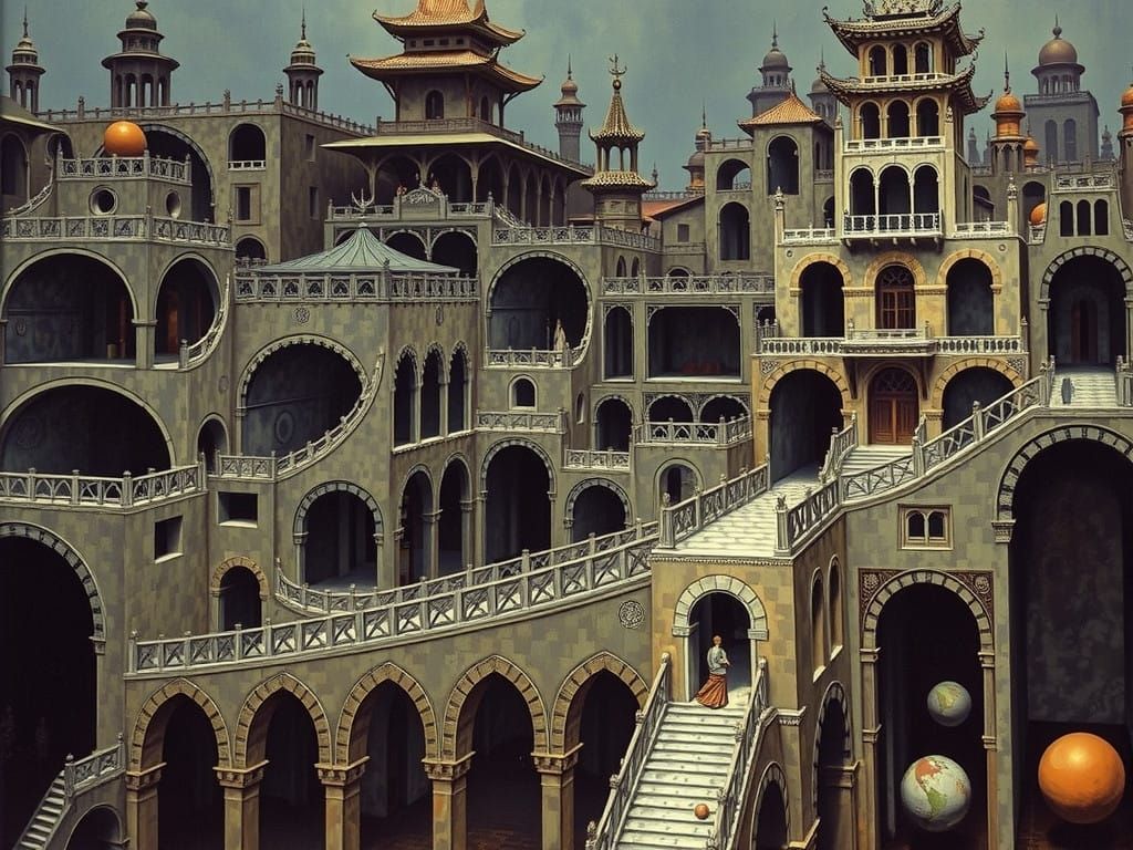 Construcción - Surreal Temple Complex with Impossible Archit...