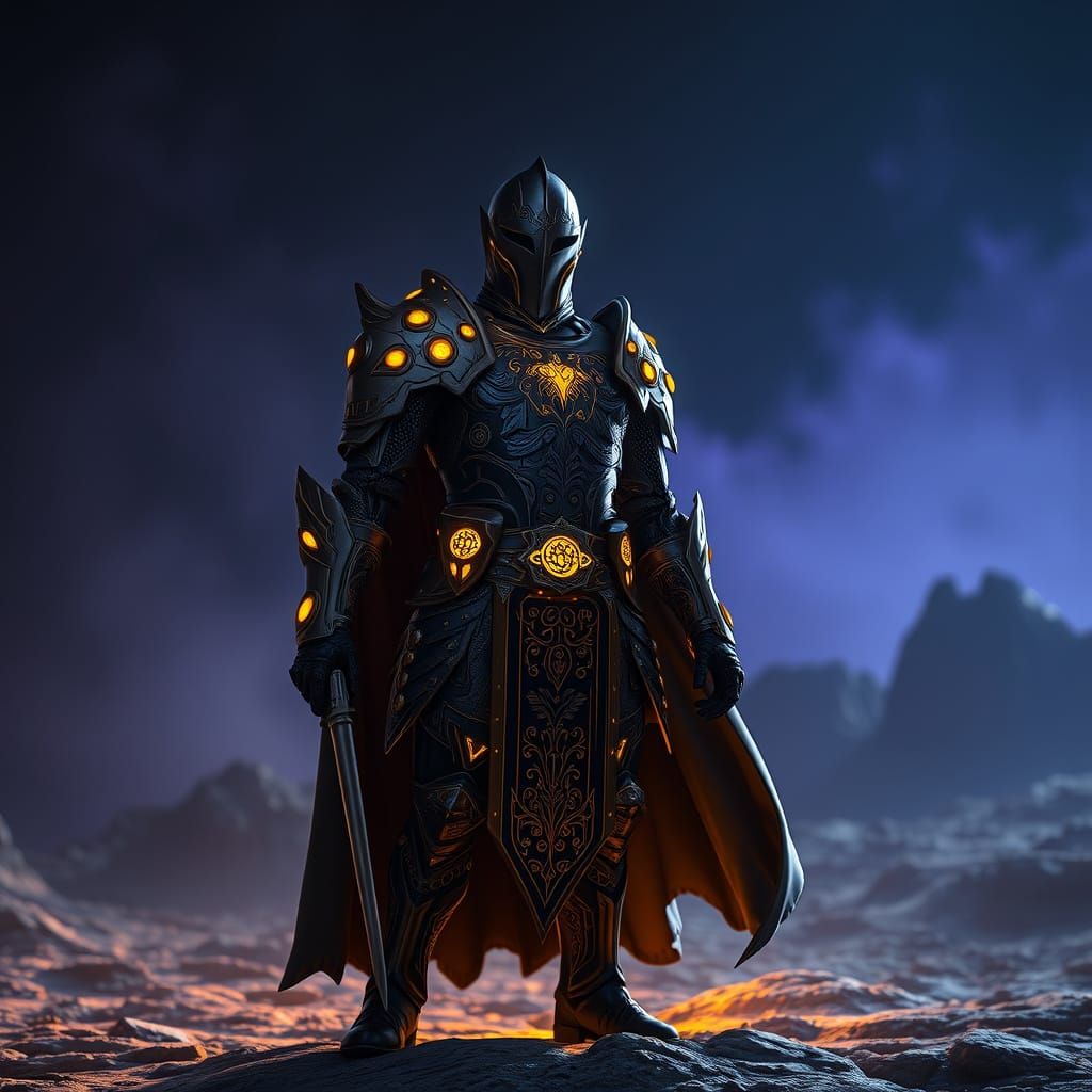 Darck knight on the moon - Dark Knight on Lunar Horizon