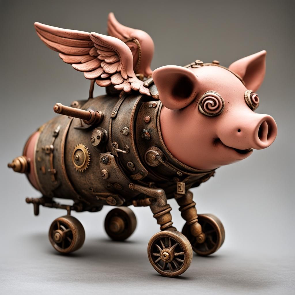 When Steampunk Pigs Fly - AI Generated Artwork - NightCafe Creator