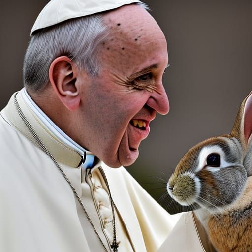 Pope Francis kisses a rabbit - AI Generated Artwork - NightCafe Creator