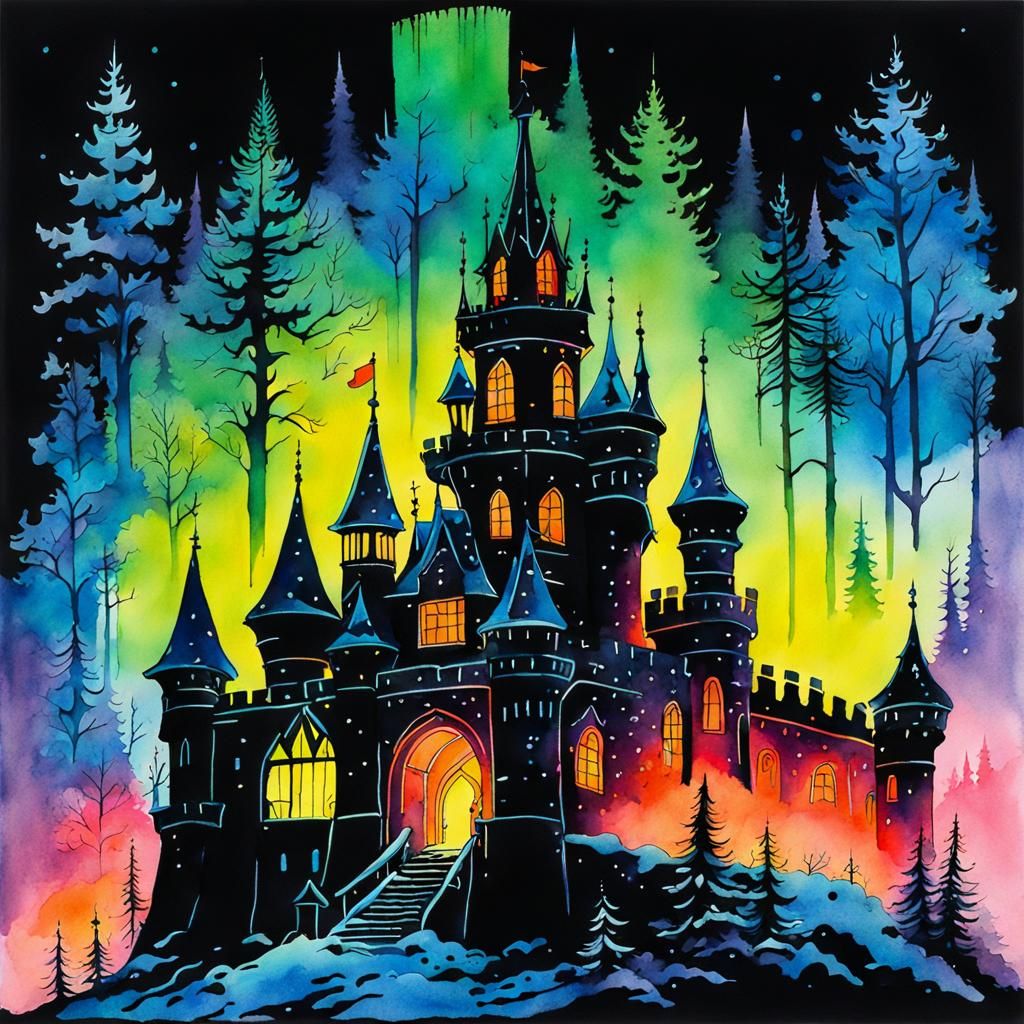 Neon castle - AI Generated Artwork - NightCafe Creator