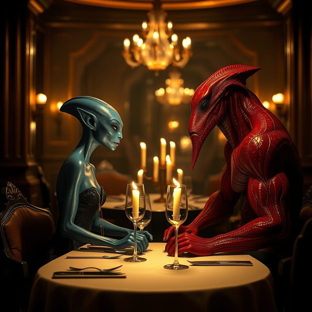 Intergalactic Romance in a Luxurious Setting - AI Art
