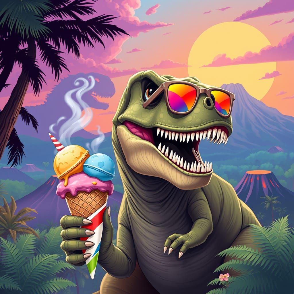 Mr. T. Rex - Trendy T-Rex with Ice Cream in Jurassic Park