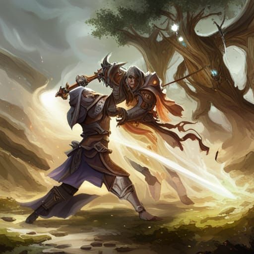 Druid fighting against a Undead Knight - AI Generated Artwork ...
