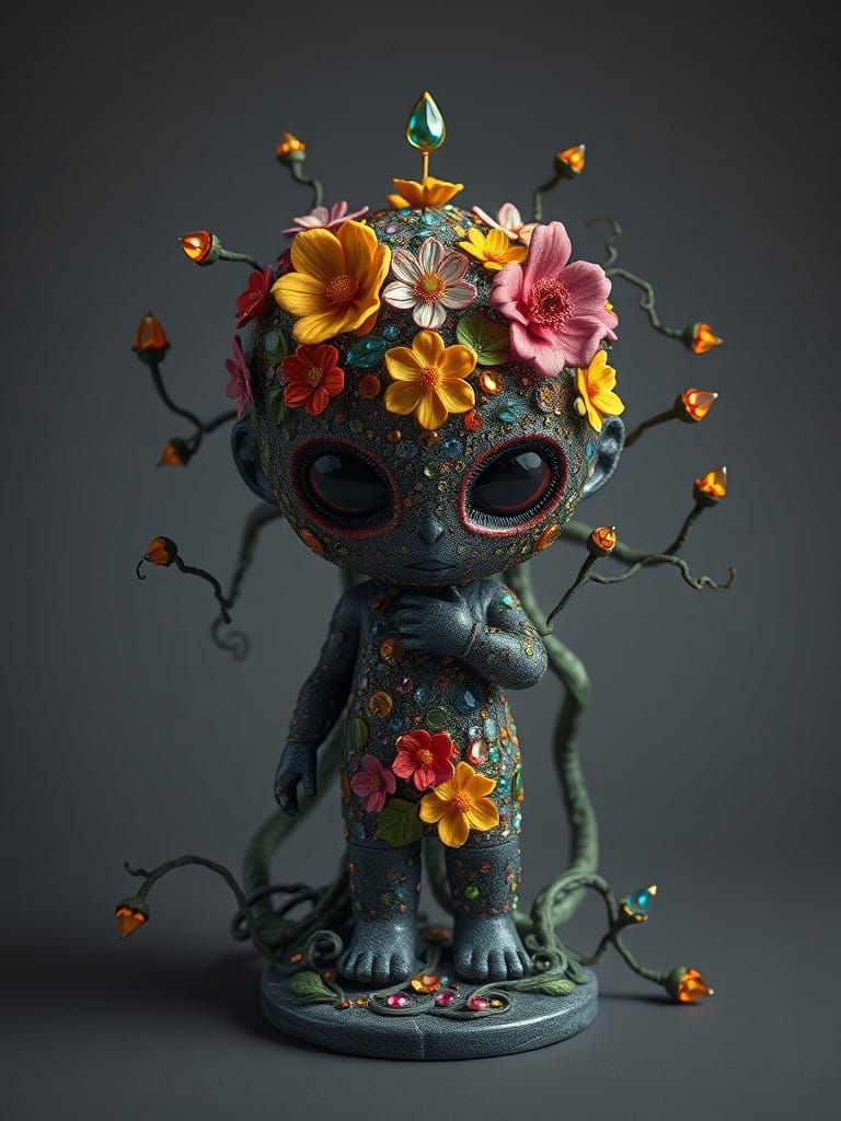 Hyperrealistic Jewel Statue in Horror Theme - AI Art
