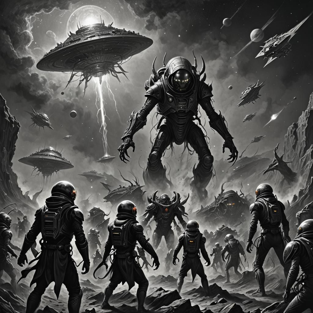 A lost in space, space demons attacking humans lost in space - AI ...