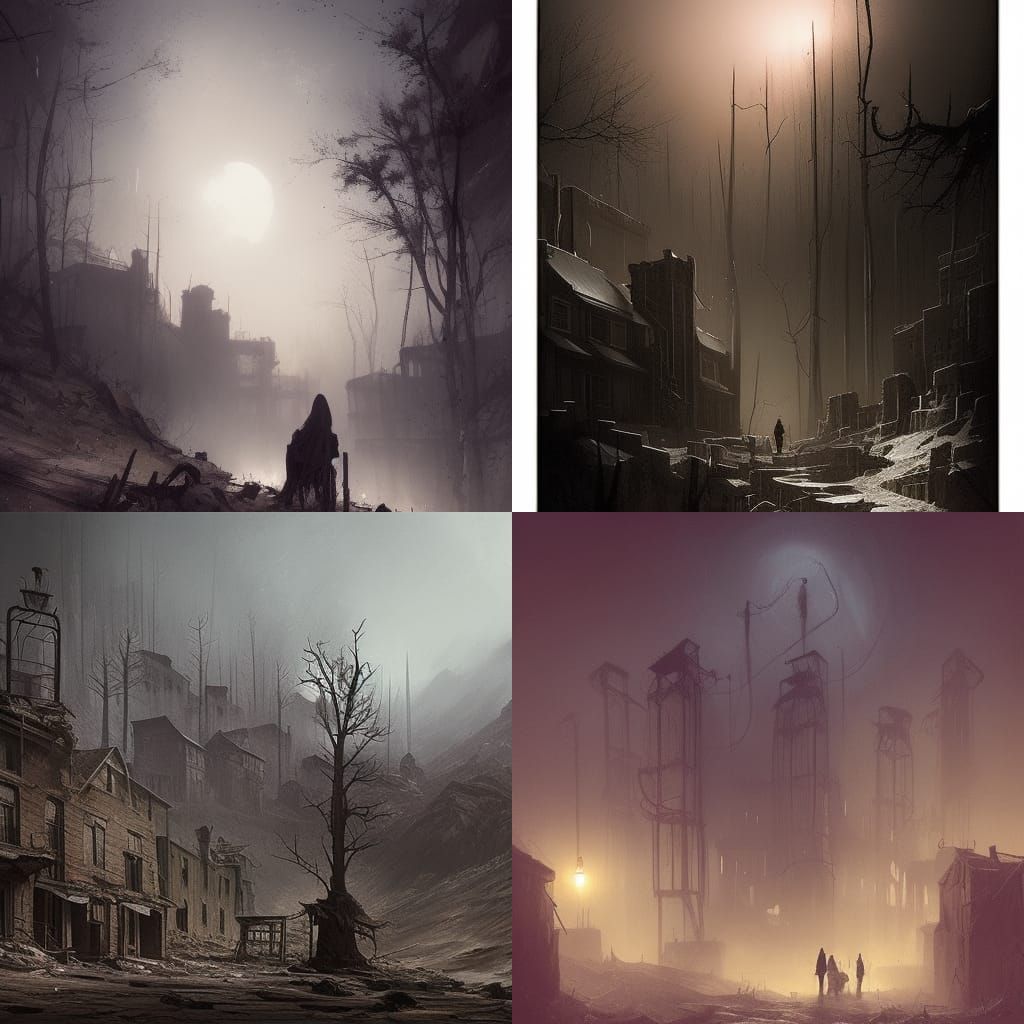 Haunted Abandoned mining town of shadow figures - AI Generated Artwork ...