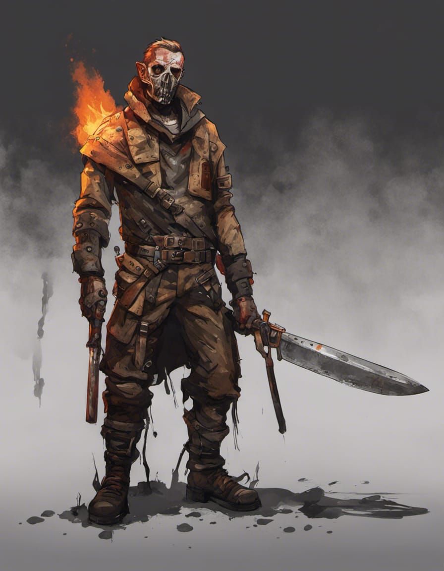 Post-apocalyptic Flaming Raider - AI Generated Artwork - NightCafe Creator