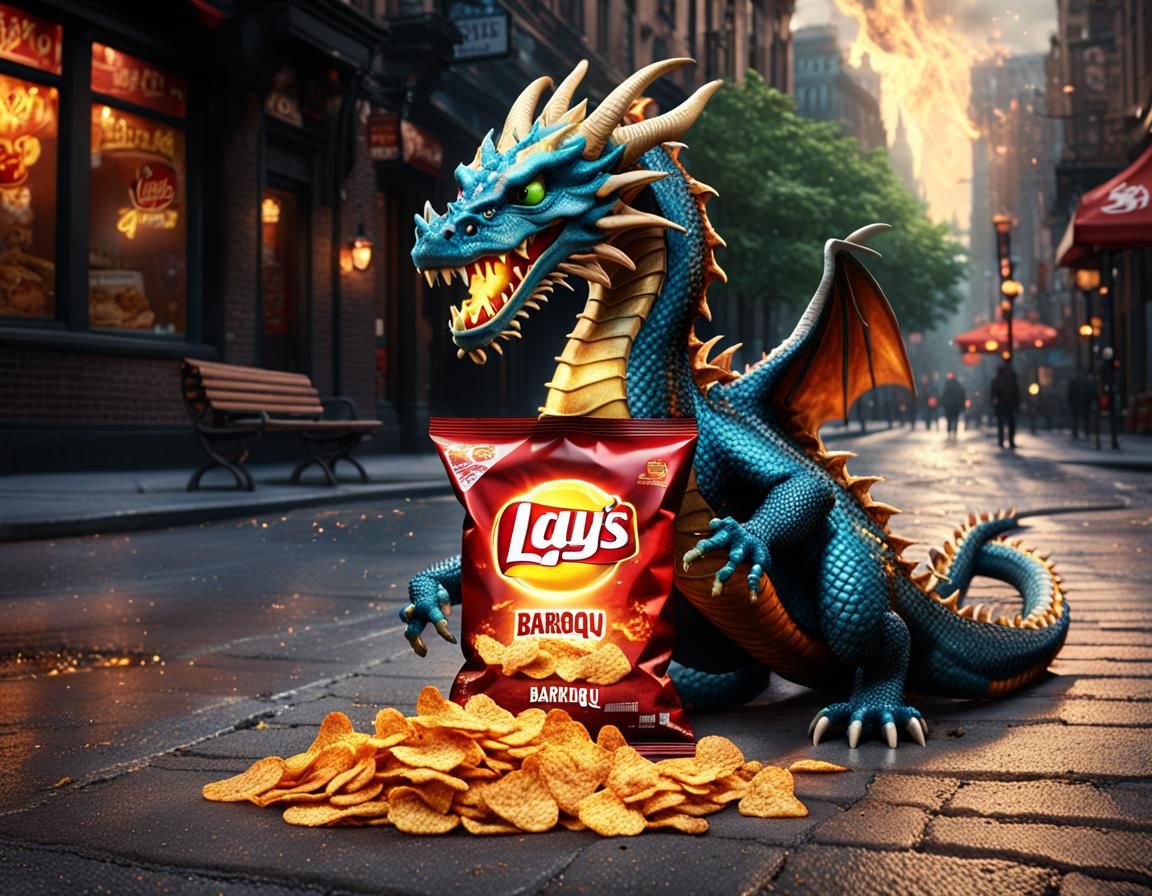 A dragon and his chips. - AI Generated Artwork - NightCafe Creator
