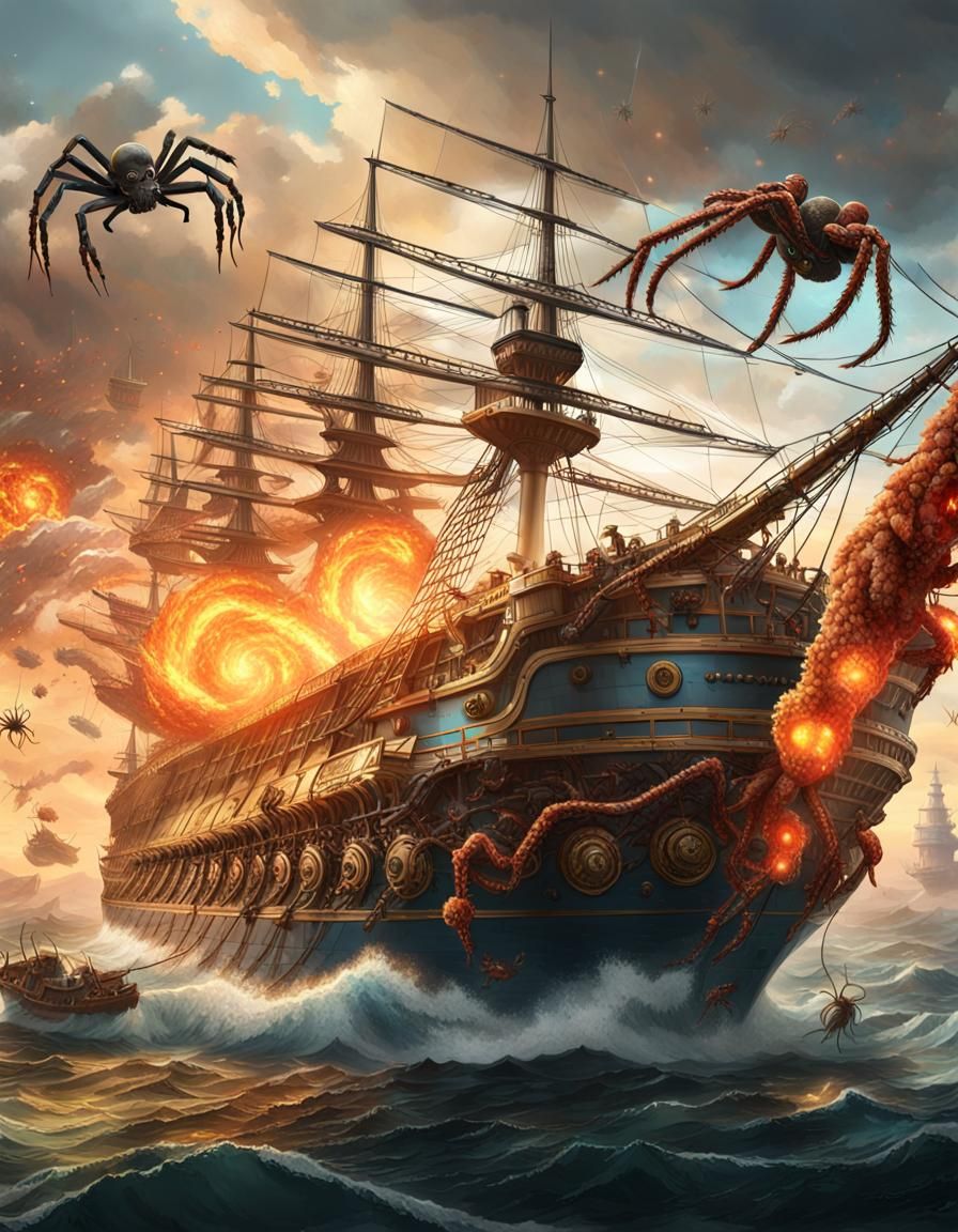 The spider (shaped like Napoleon) and his army of spiders attack a huge ...