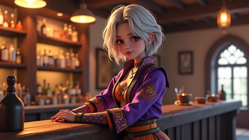 bar keep inn keeper tavern keep pale androgynous femboi with short hair ...