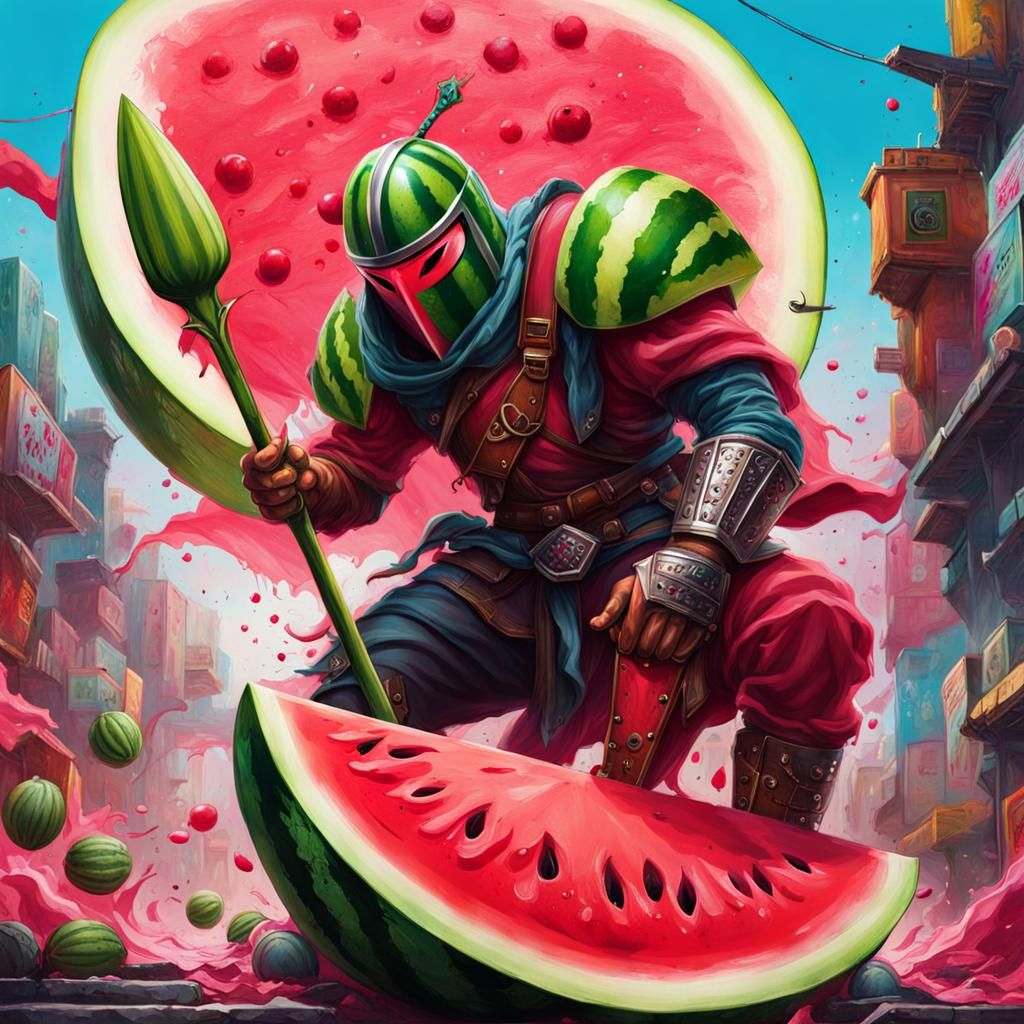 "Watermelon-themed fantasy warrior" - AI Generated Artwork - NightCafe ...