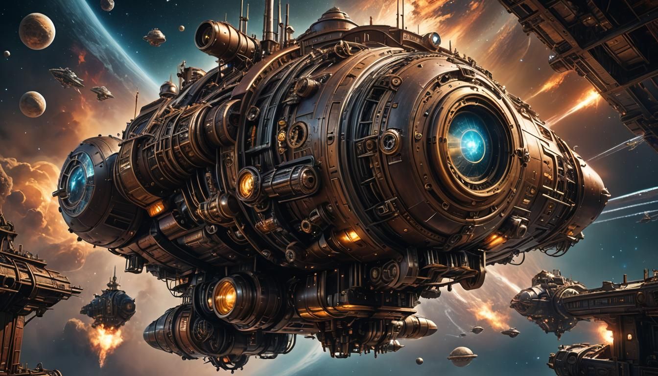Steampunk Spaceship - AI Generated Artwork - NightCafe Creator