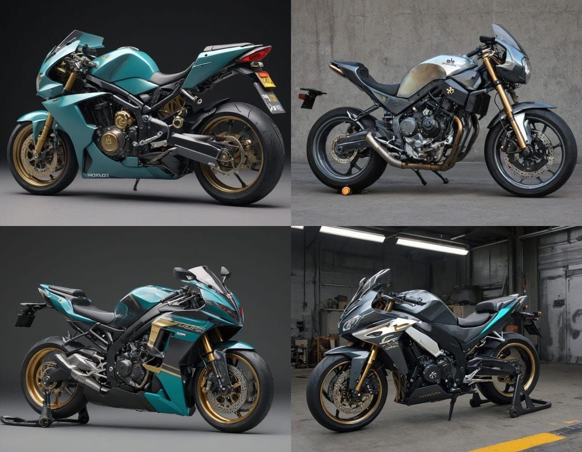 Cyberpunk Honda CBR650R in Dark Cyan and Gun Grey - AI Art