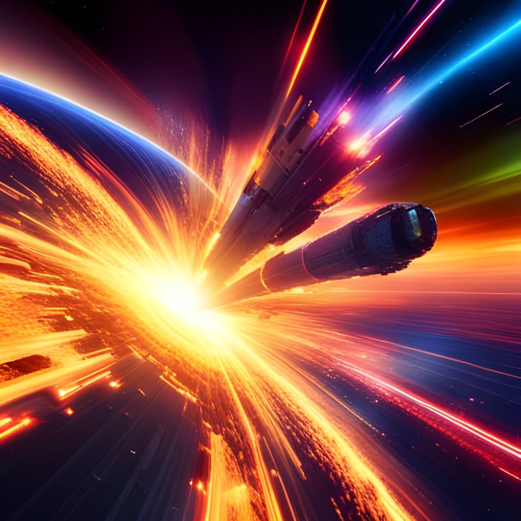 Huge explosion in space, Space battle, exploding spaceship, sparks ...