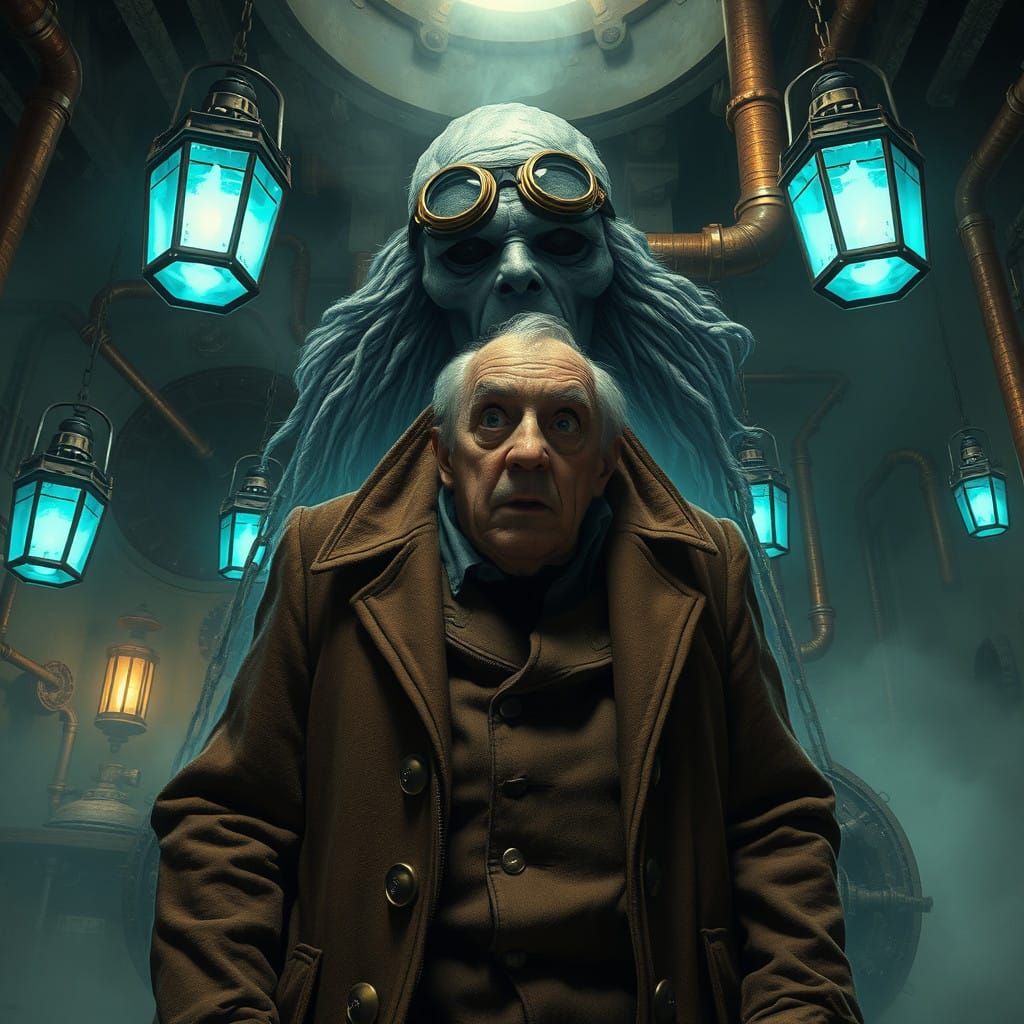 Ebenezer Scrooge Terrorized by Jacob Marley's Ghos... - AI Art