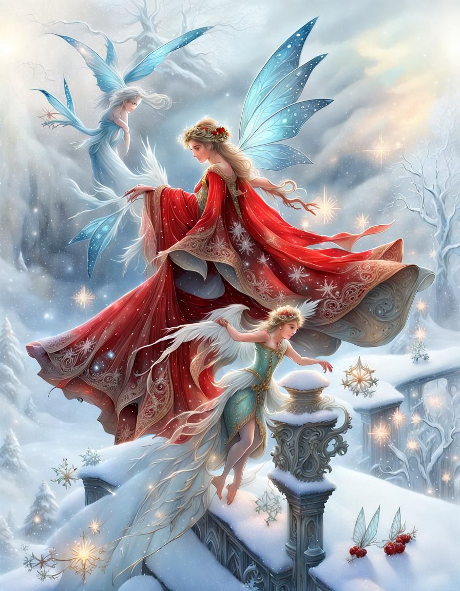 Stunning snow fairies - AI Generated Artwork - NightCafe Creator