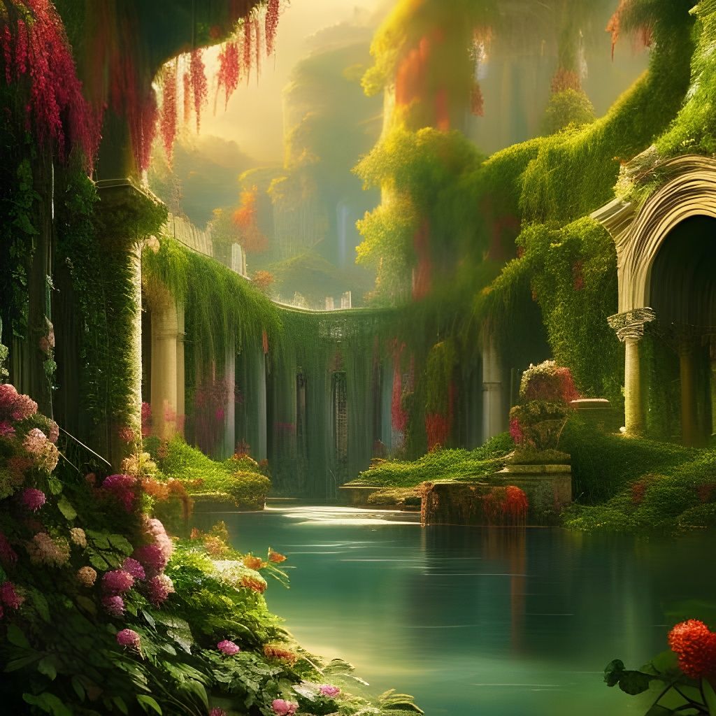 Ancient Greek Columns Covered with Vines - AI Generated Artwork ...