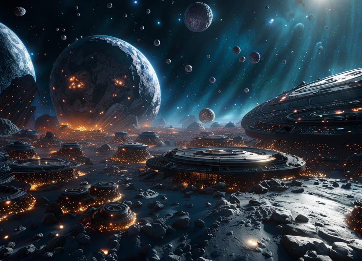 Asteroid Colony - AI Generated Artwork - NightCafe Creator