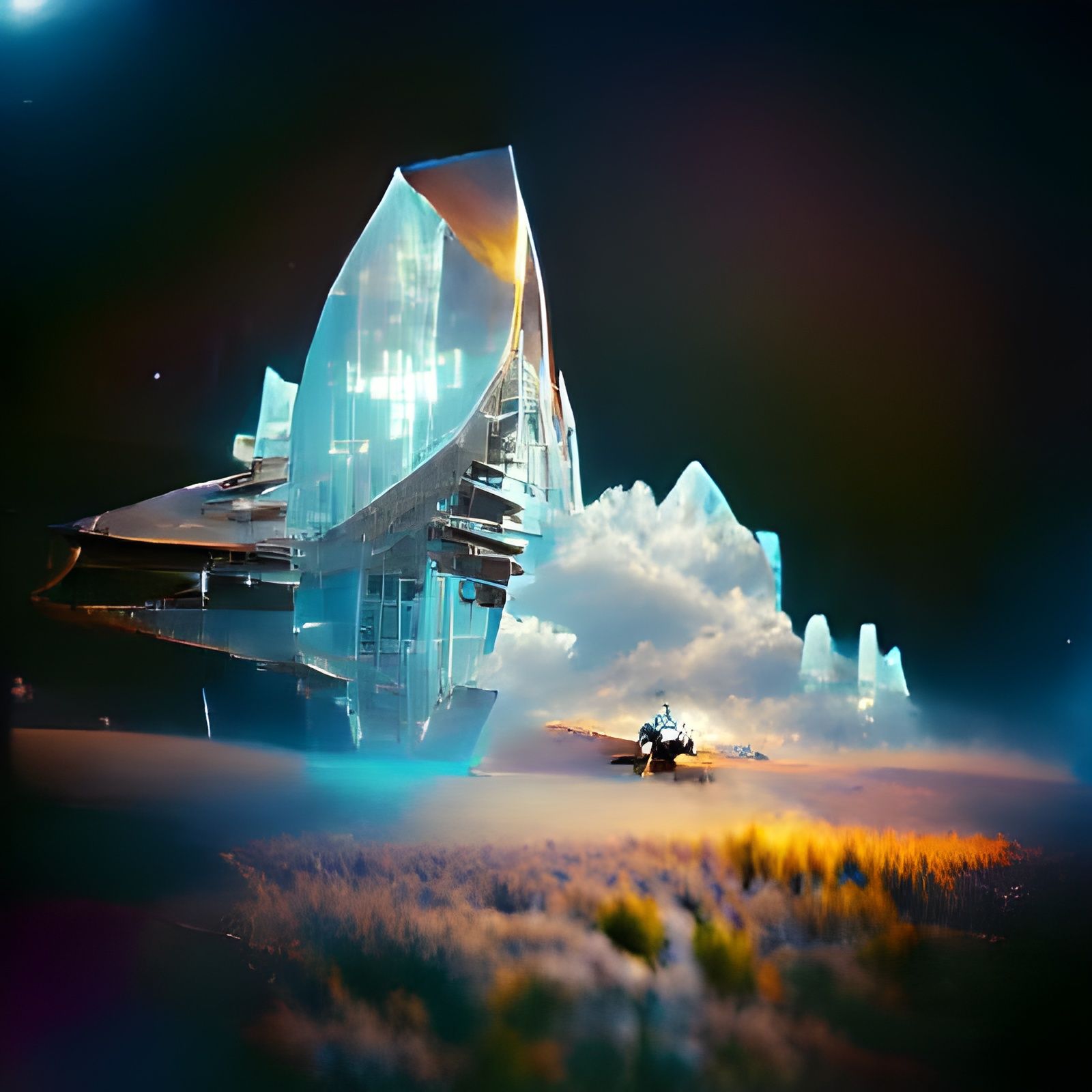 Crystal spaceship - AI Generated Artwork - NightCafe Creator