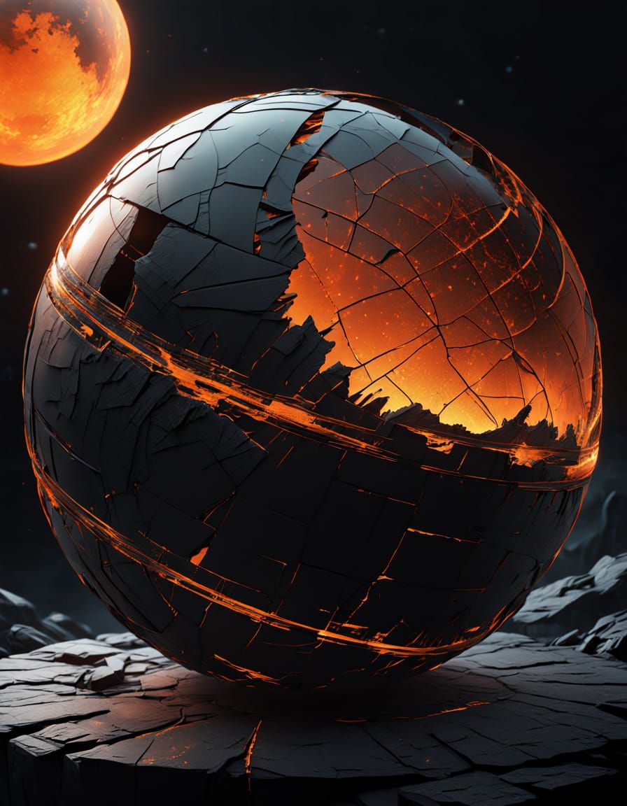 Ethereal Crystal Ruby Sphere in Metallic Lattice S... - AI Art