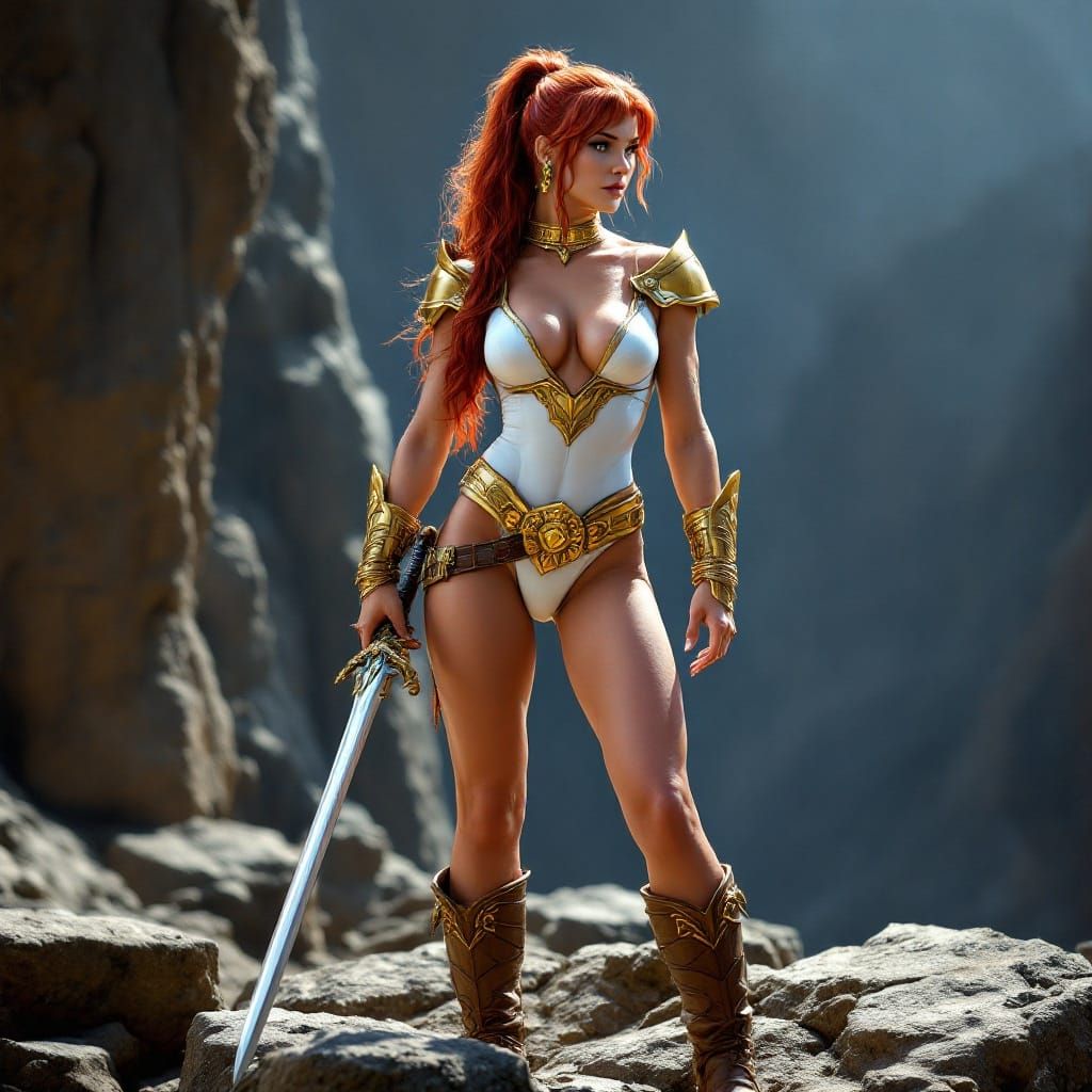 Fantasy Warrior Teela Stands Ready for Battle - AI Art