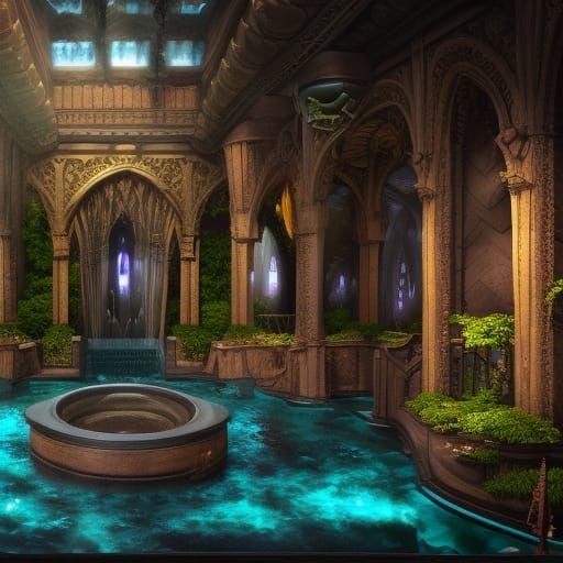 A gothic swimming pool - AI Generated Artwork - NightCafe Creator