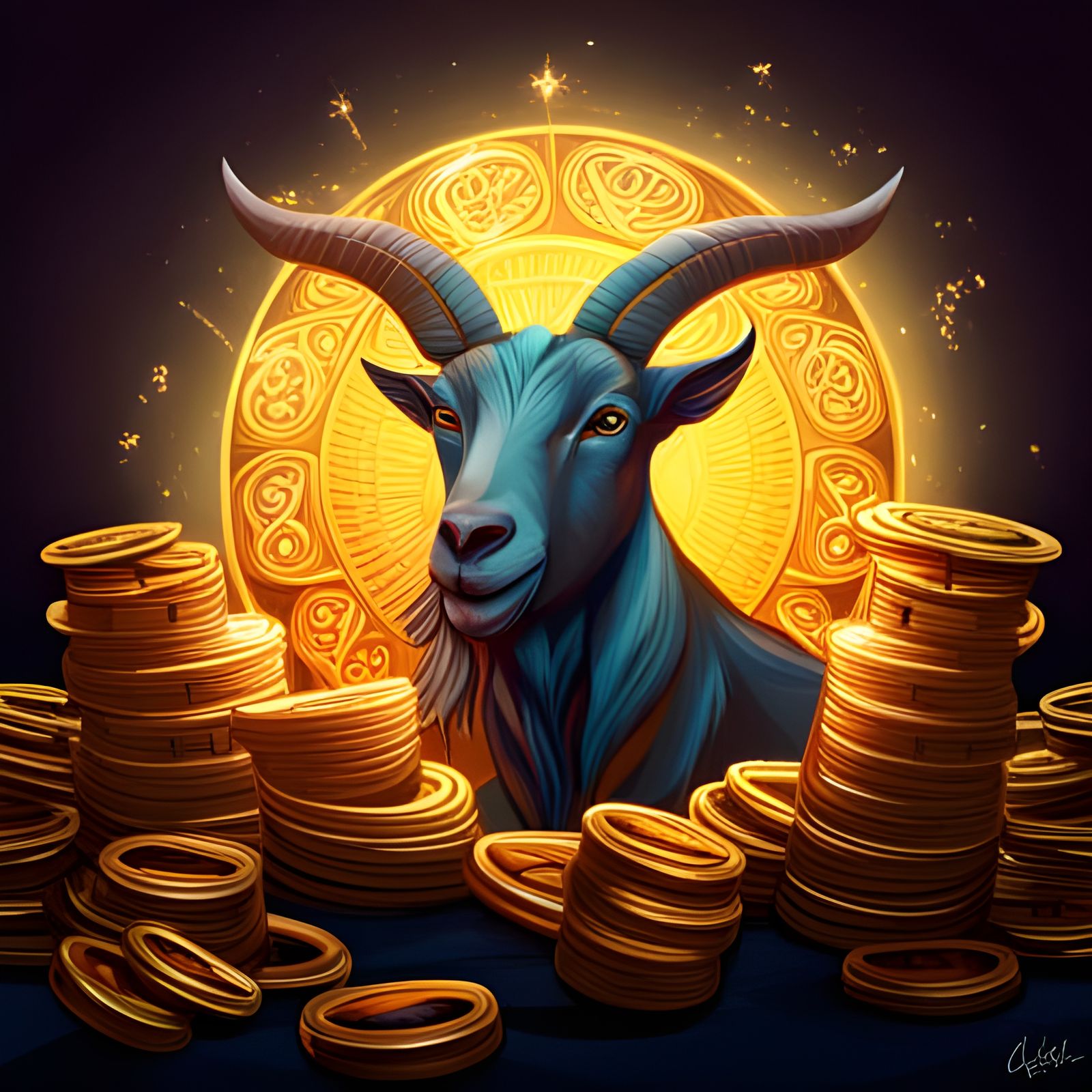 Gary the Goat pays my bills - AI Generated Artwork - NightCafe Creator
