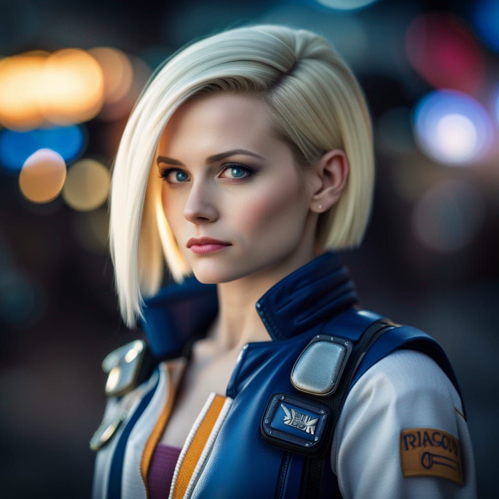 Android 18 from Dragon Ball Z, photorealistic, highly detailed ...