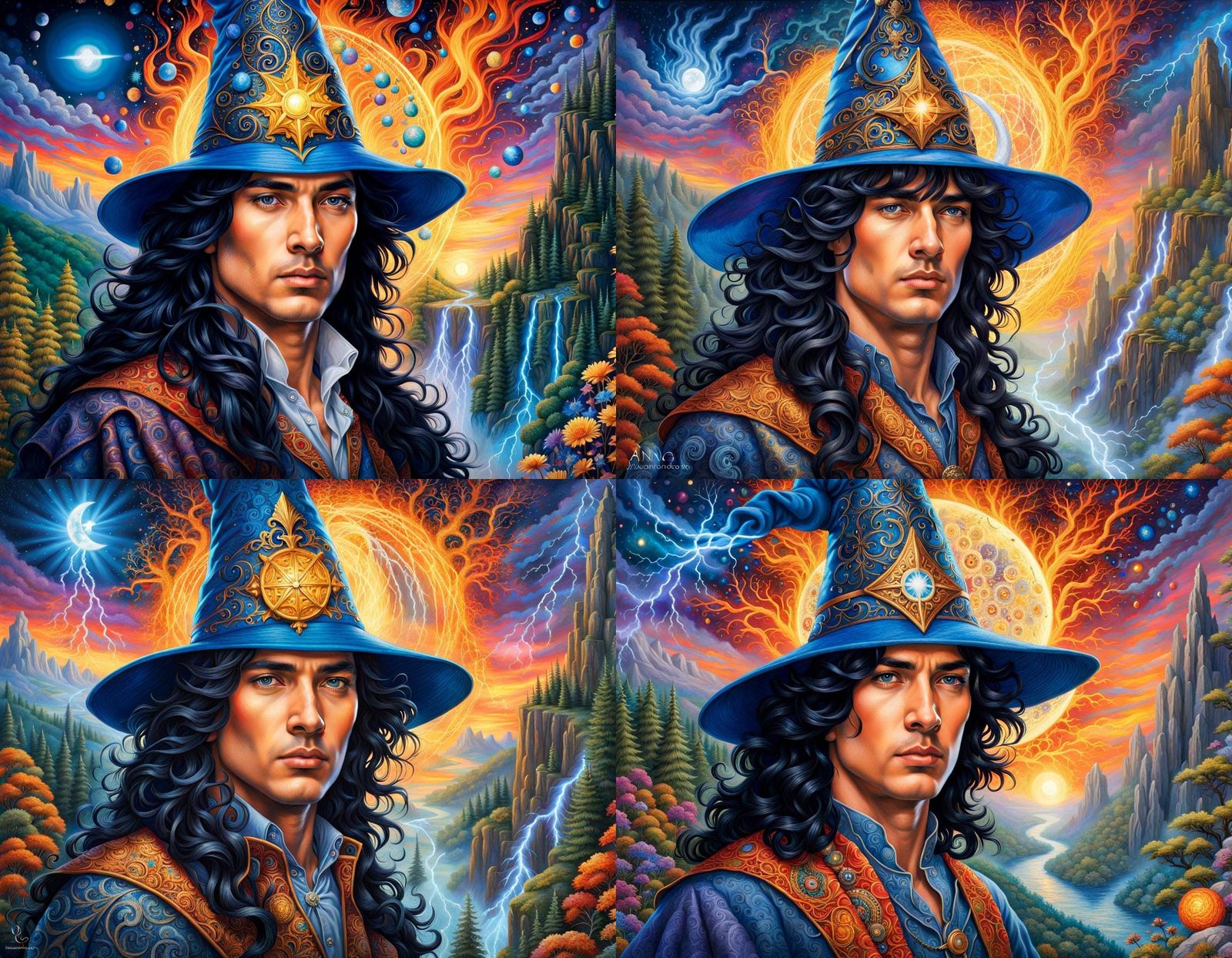 Very Closeup head and shoulders portrait of a handsome young wizard ...