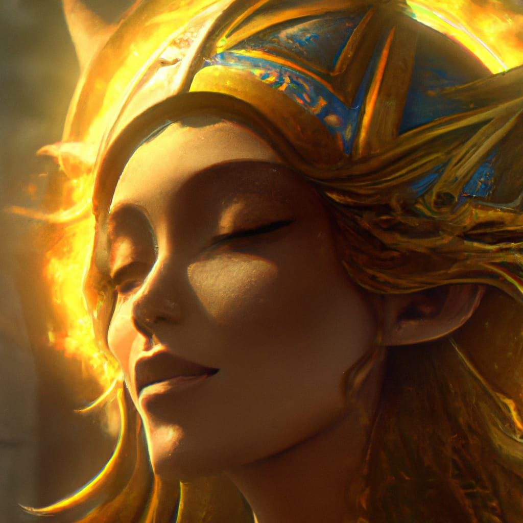 Elven princess of the sun head and shoulders portrait, 8k resolution ...