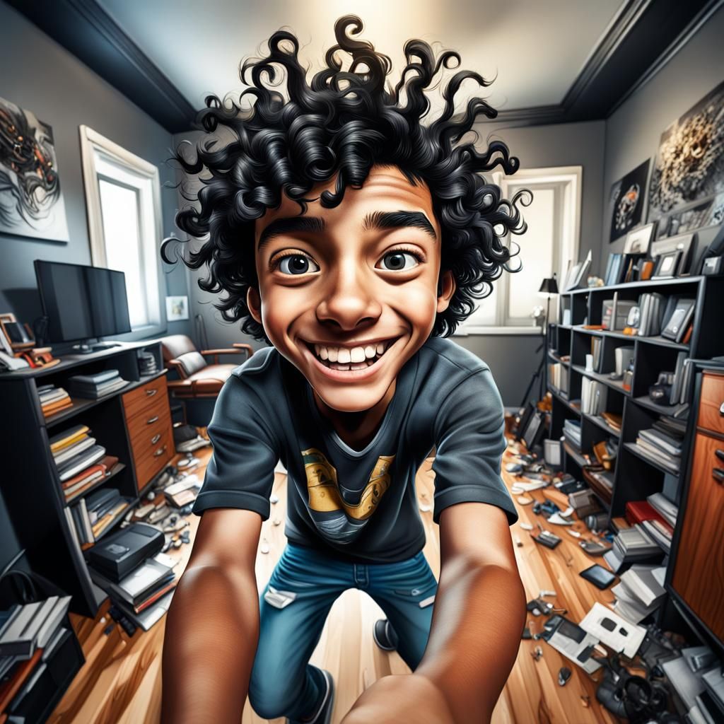 angle selfie with a crazy smile - AI Generated Artwork - NightCafe Creator