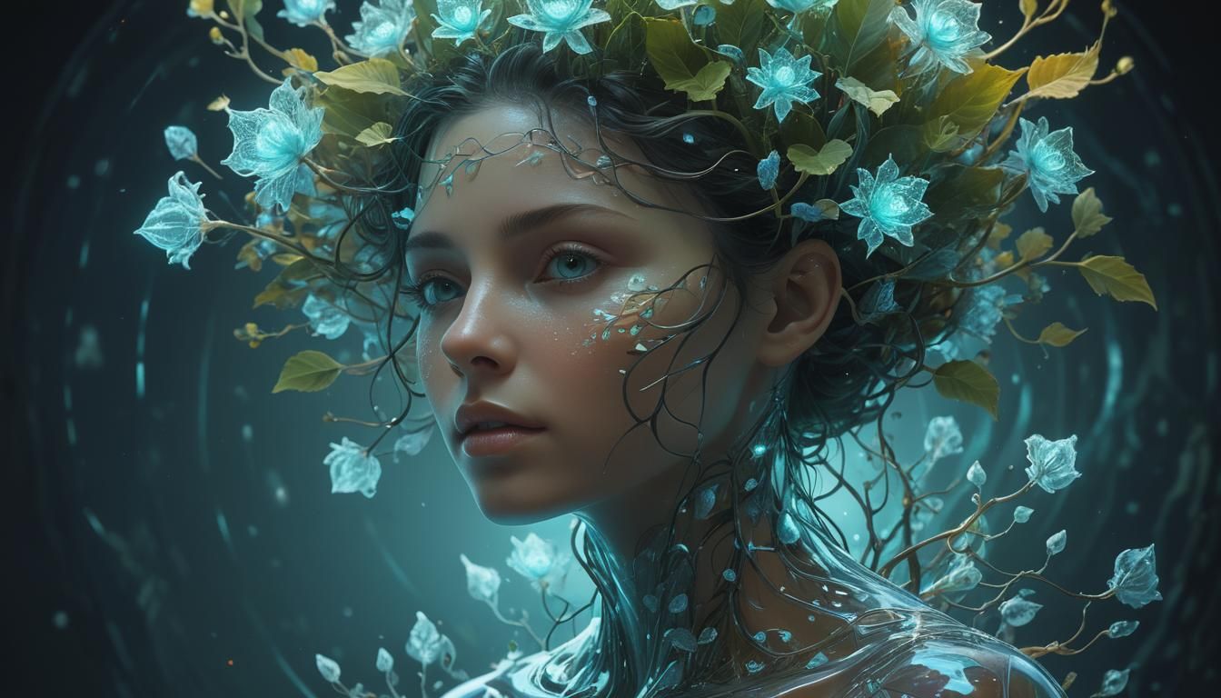 Transparent glass woman-head - AI Generated Artwork - NightCafe Creator