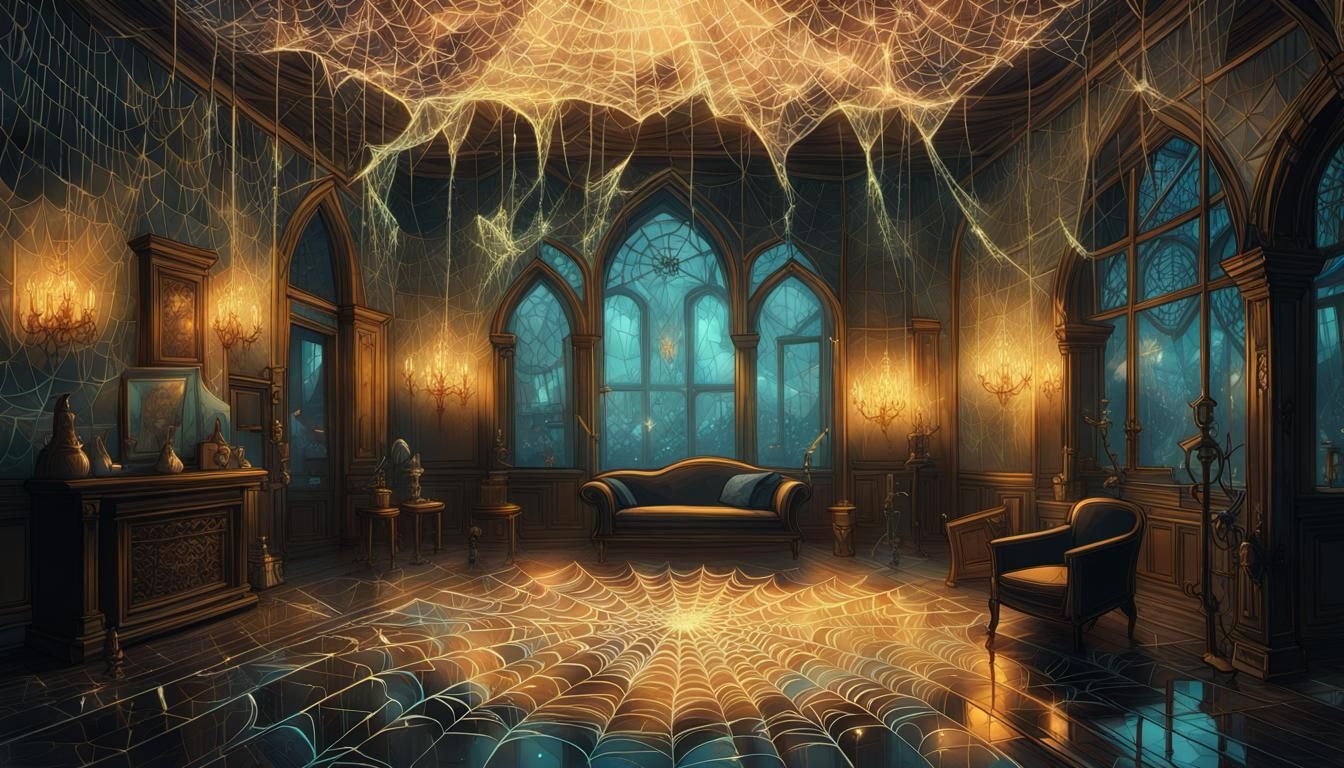 A castle room with lots of spiderwebs - AI Generated Artwork ...