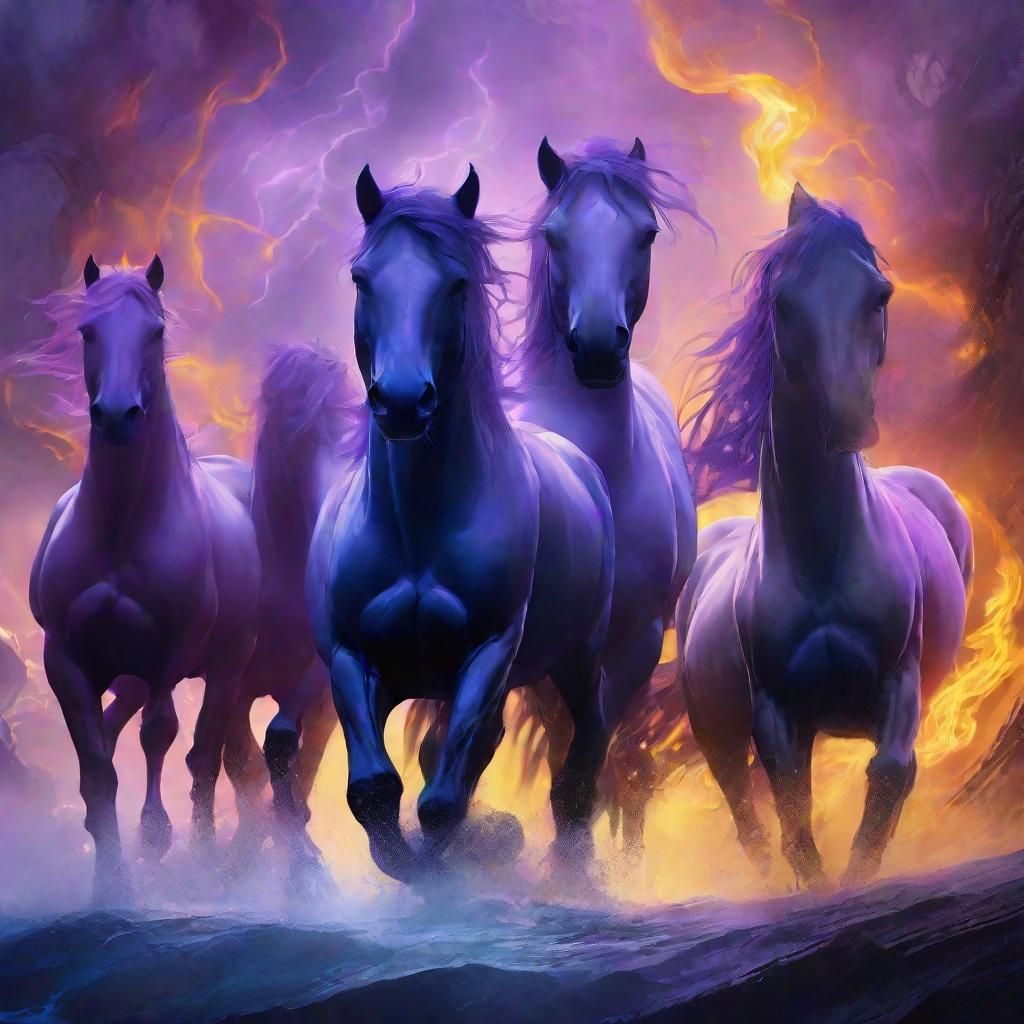 Horses - Mystical Elemental Horses Gather in a Fantasy Realm