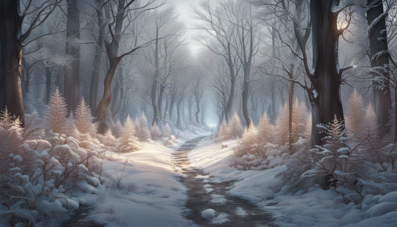 Winter forest path - AI Generated Artwork - NightCafe Creator