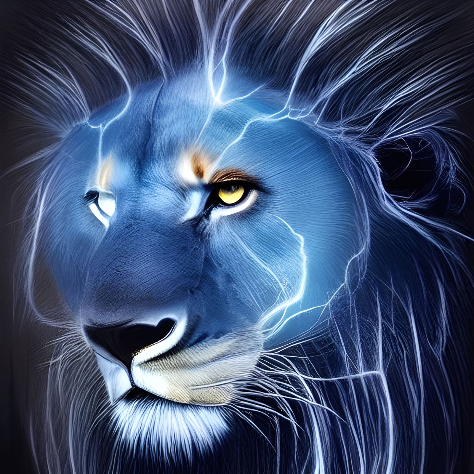 blue electric lion - AI Generated Artwork - NightCafe Creator