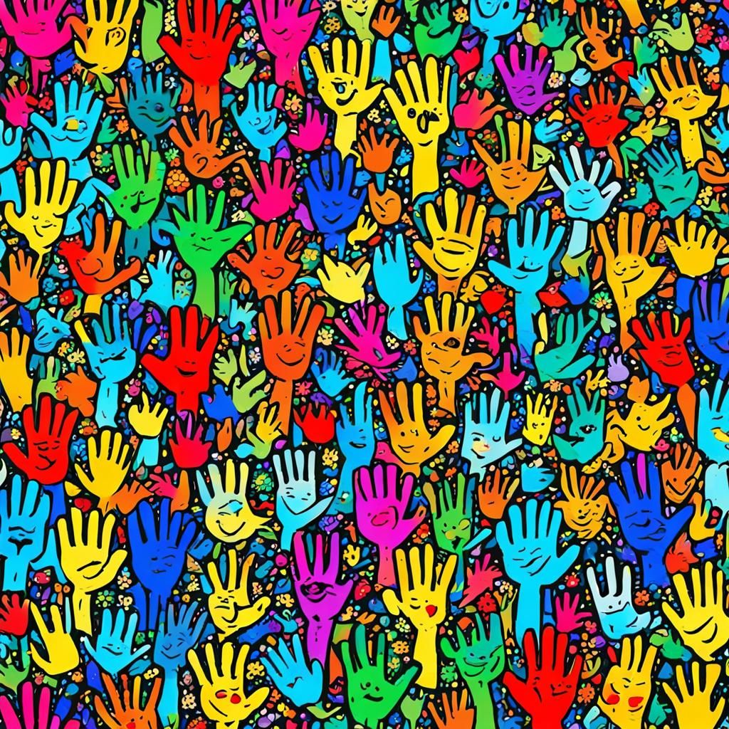 "Unity in Celebration: High Five in Impressionist and Pop Art Style ...
