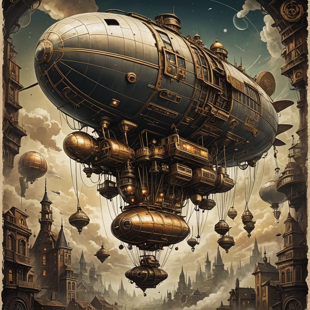 Steampunk Blimp - AI Generated Artwork - NightCafe Creator