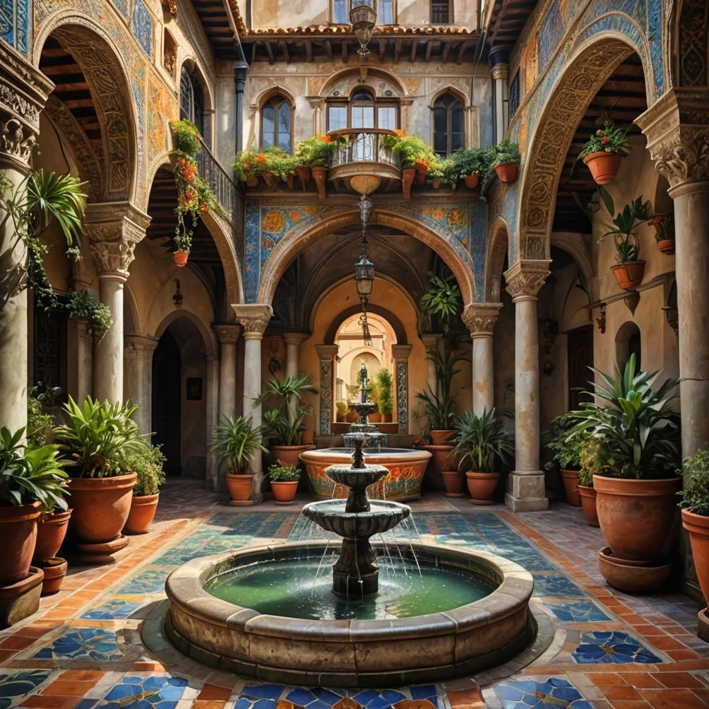 Hidden medieval courtyard - AI Generated Artwork - NightCafe Creator