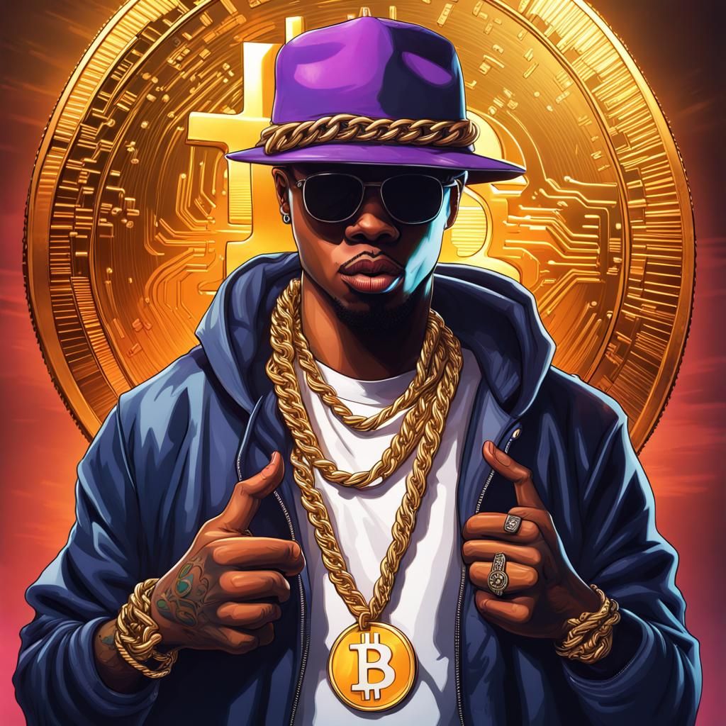 Gangster rapper With an bitcoin chain and an bitcoin hat - AI Generated ...