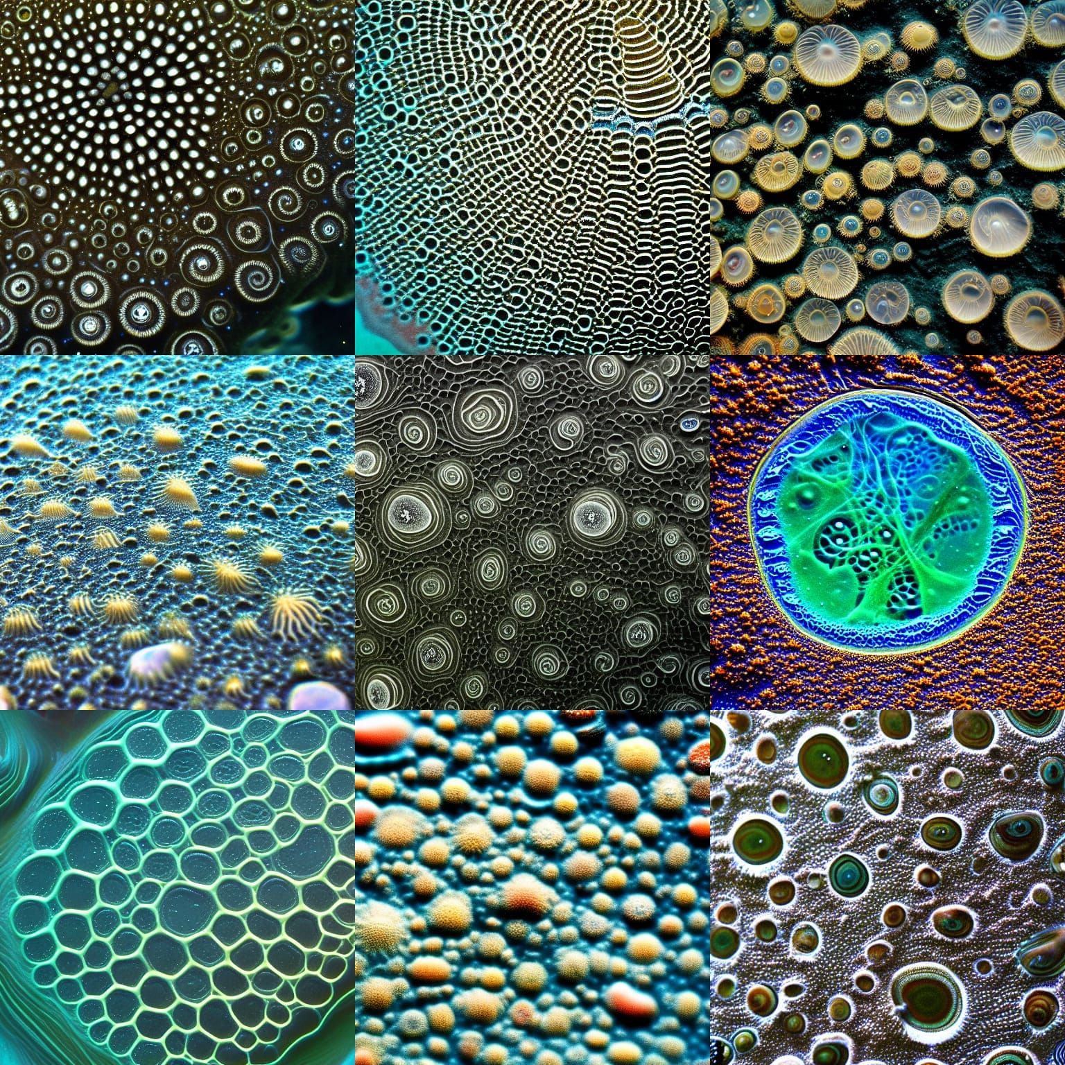 microcosm tide pool close up intricate creatures filaments of cells ...