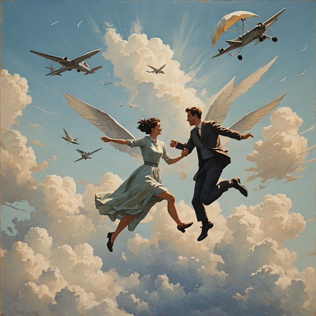 The couple flight artwork - AI Generated Artwork - NightCafe Creator