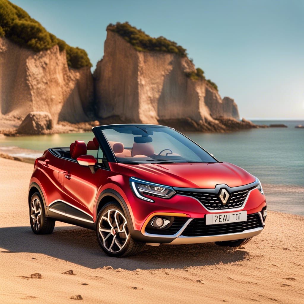 Red Renault captur 2022 model as cabriolet, open top, parked at a ...