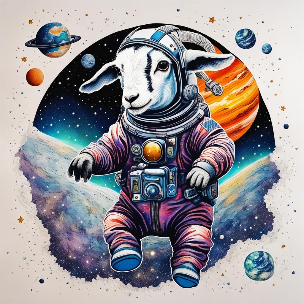 Baby space goat! How could this not have been a trend! - AI Generated ...