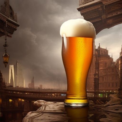 A perfect glass of beer Epic cinematic brilliant stunning intricate ...