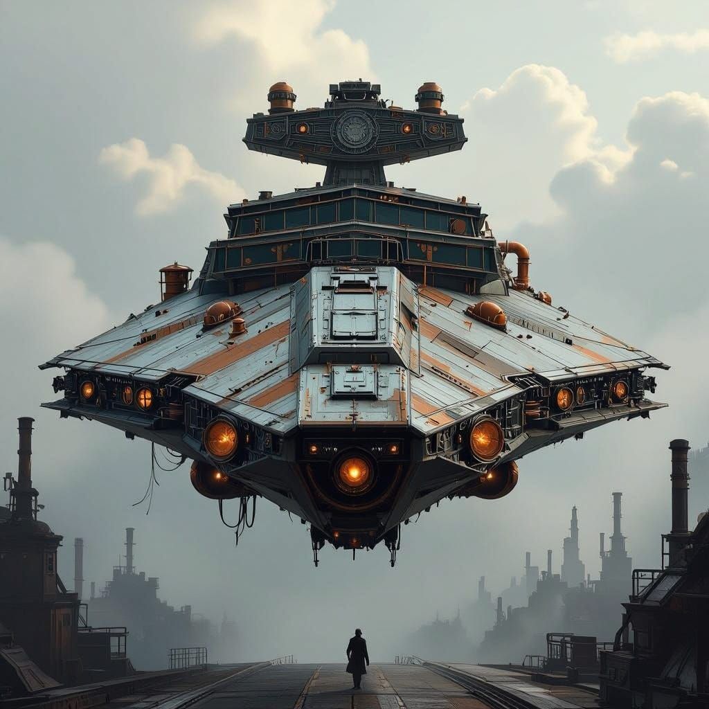 Steampunk star destroyer with design elements similar to the millennium ...
