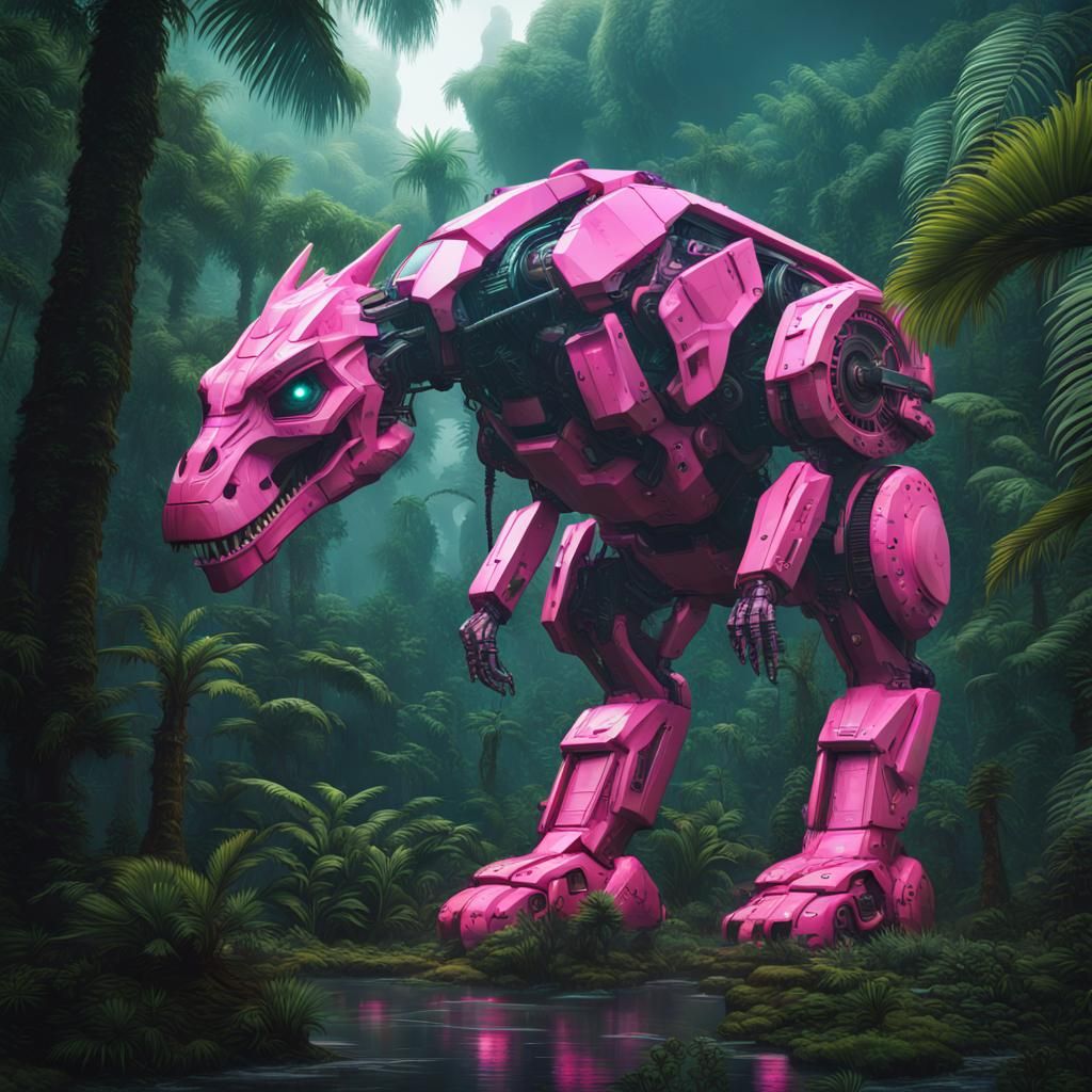 Pink Dino Mecha II - AI Generated Artwork - NightCafe Creator