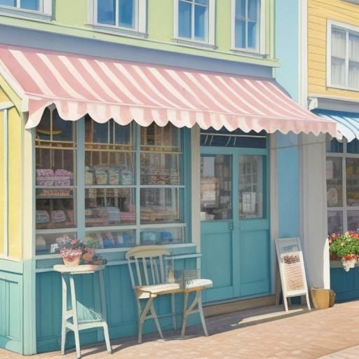 A line of storefronts from a 1930s English seaside resort.