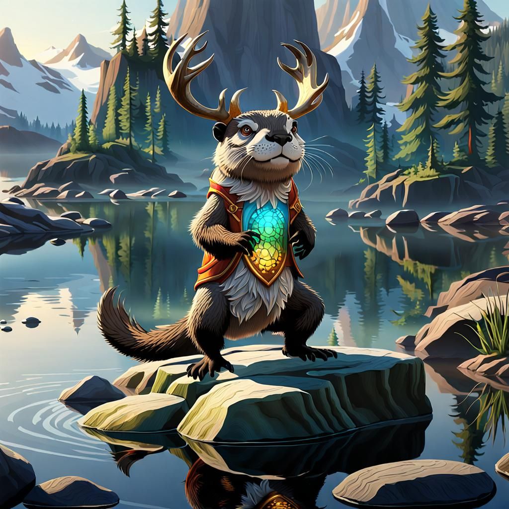 Horned fantasy otter - AI Generated Artwork - NightCafe Creator